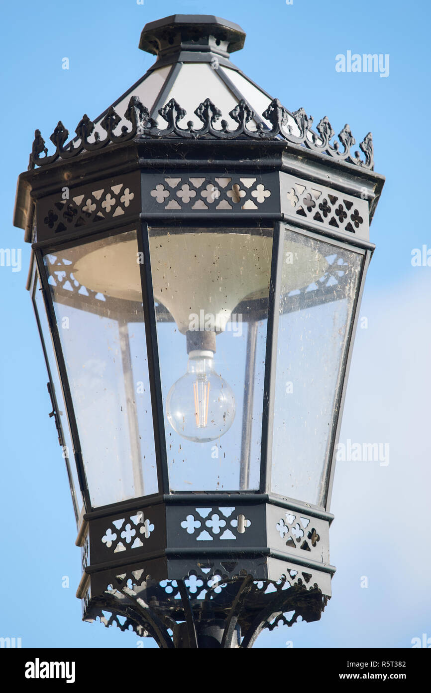Electric lamp in the Front Court at King's college, university of ...