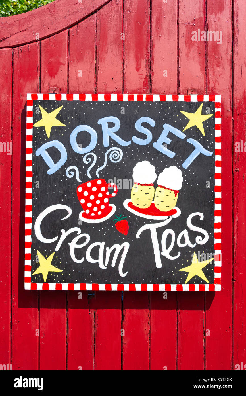 Colorful colourful tea teas cream teas tearoom sign corfe castle hi-res ...