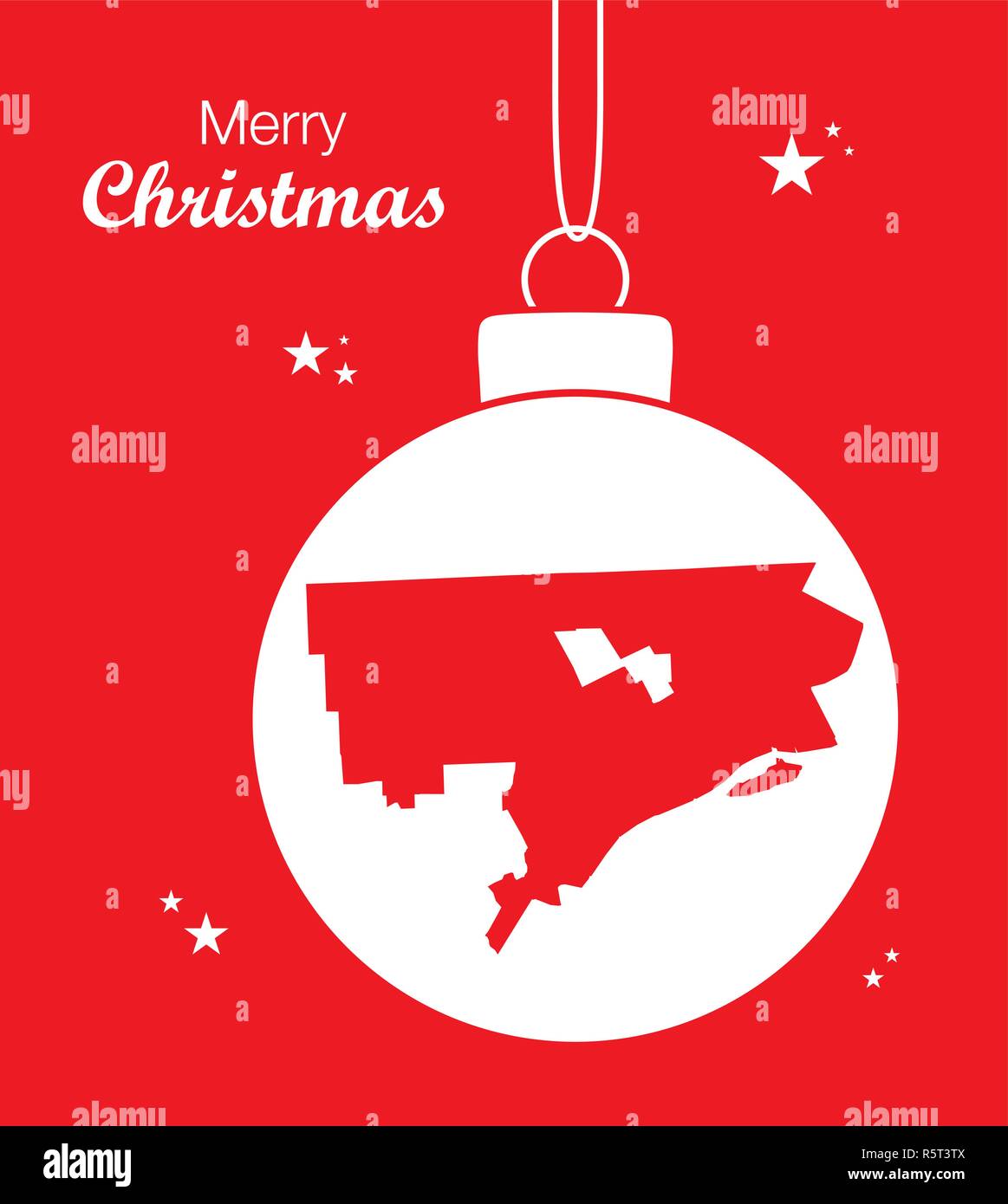 Merry Christmas illustration theme with map of Detroit Michigan Stock ...