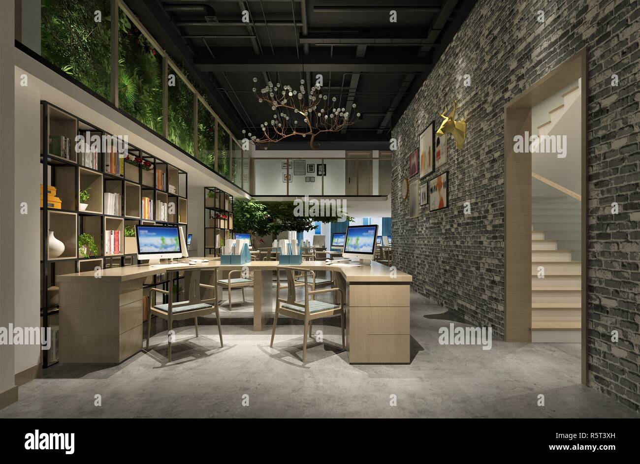 Black modern office interior hi-res stock photography and images - Alamy