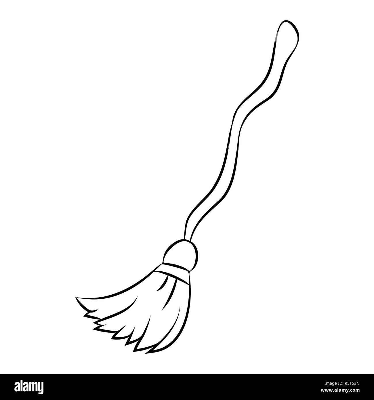 witch broom outline cartoon vector symbol icon design. Beautiful ...