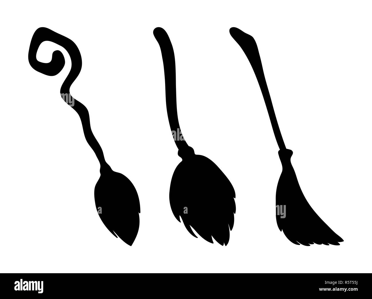 witch broom silhouette cartoon vector symbol icon design. Beautiful ...