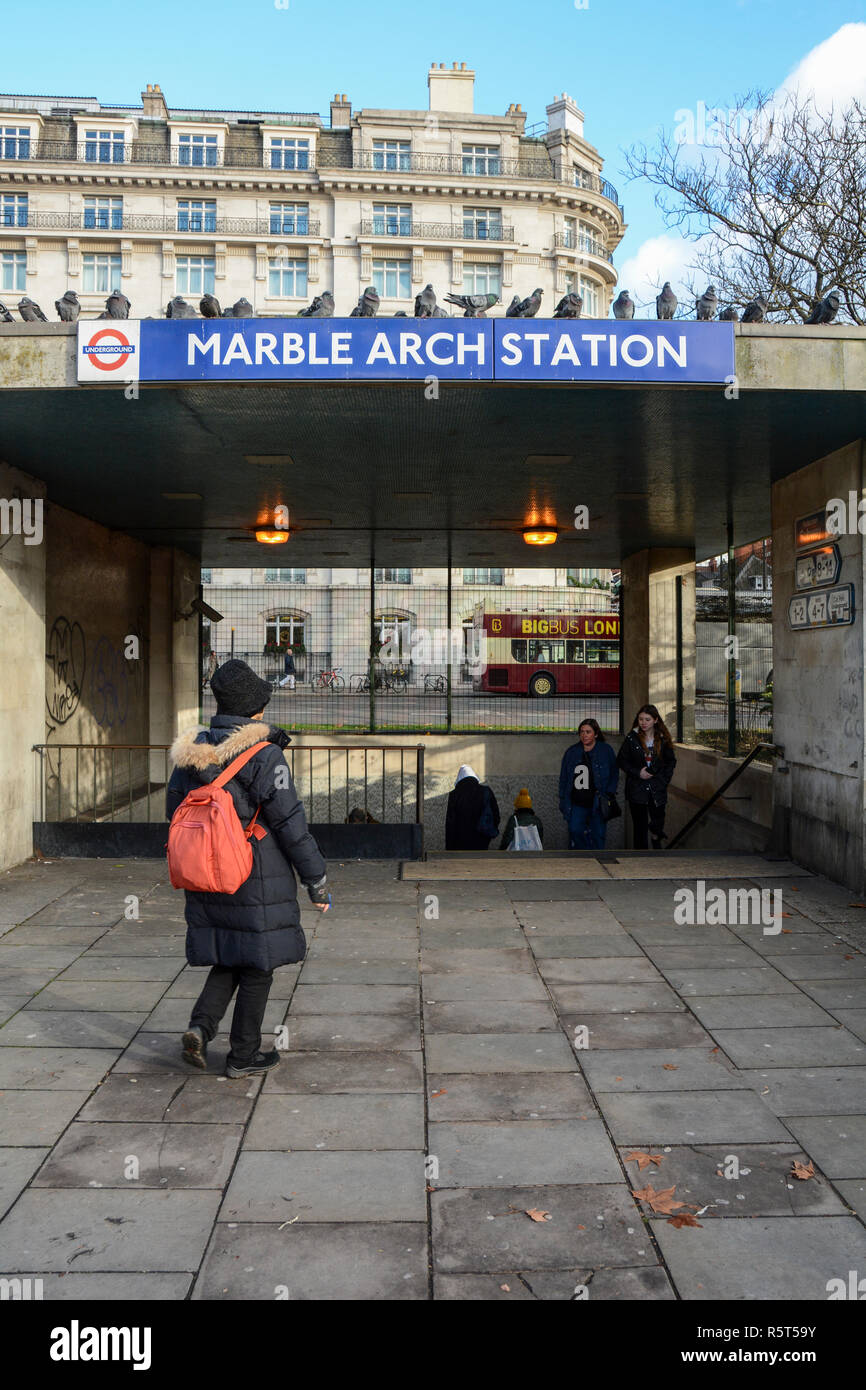 Marble Arch underground station entrance, Marble Arch, London, UK Stock ...