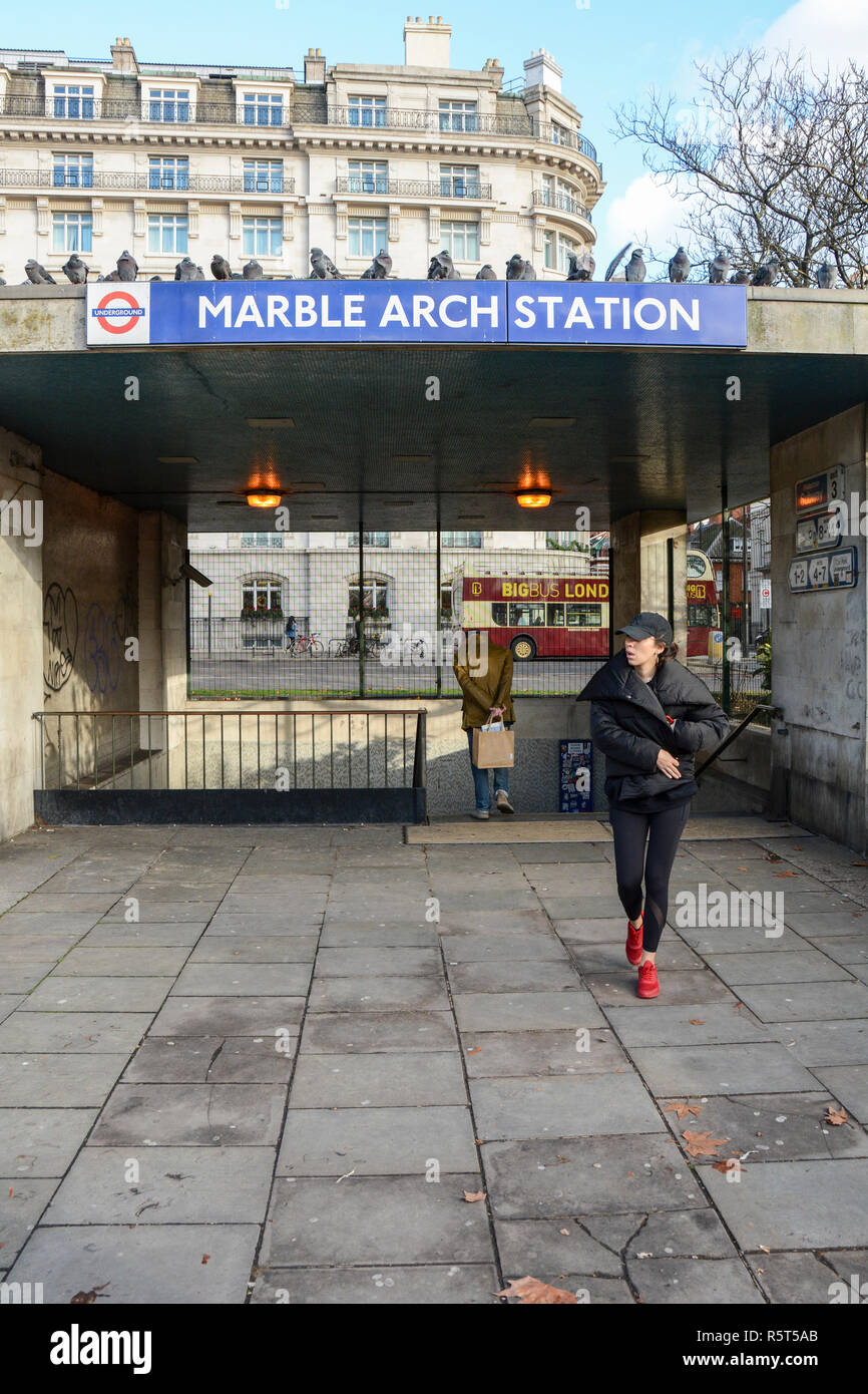 Marble Arch underground station entrance, Marble Arch, London, UK Stock ...