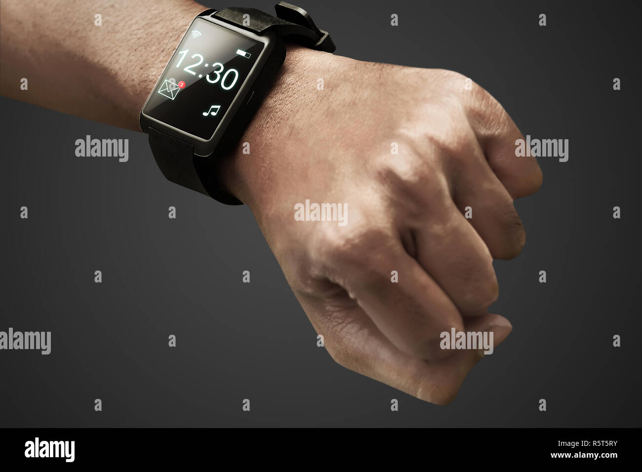 Human hand wearing smart watch Stock Photo - Alamy