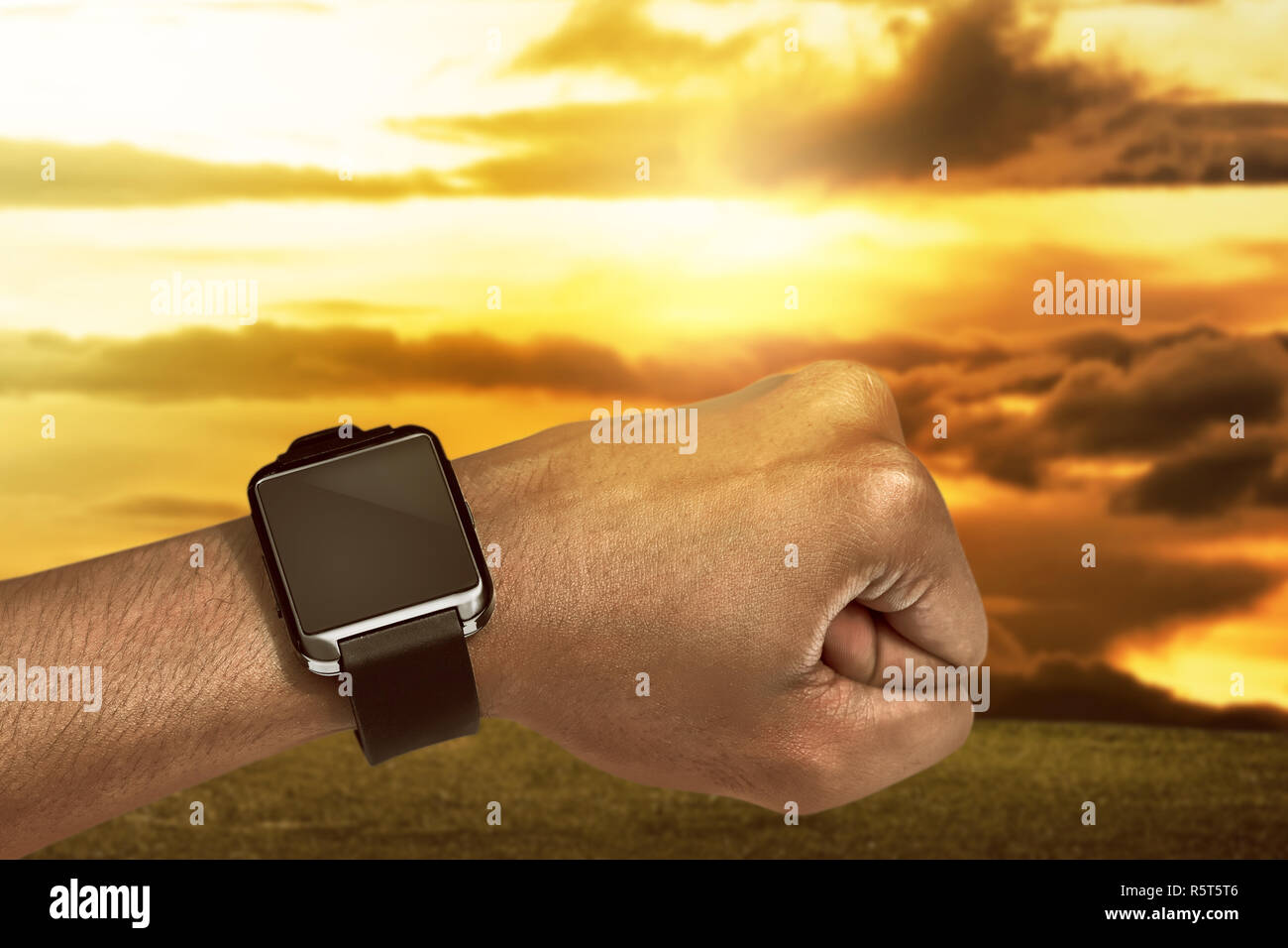 Human hand wearing smart watch Stock Photo - Alamy