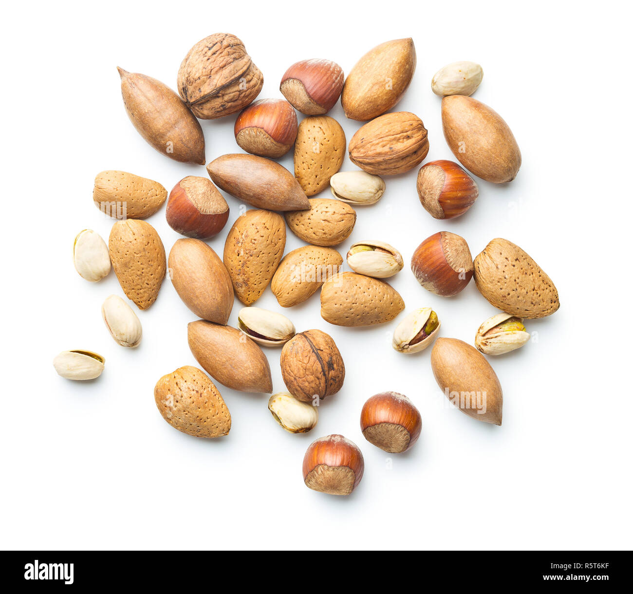 Different types of nuts in the nutshell Stock Photo - Alamy