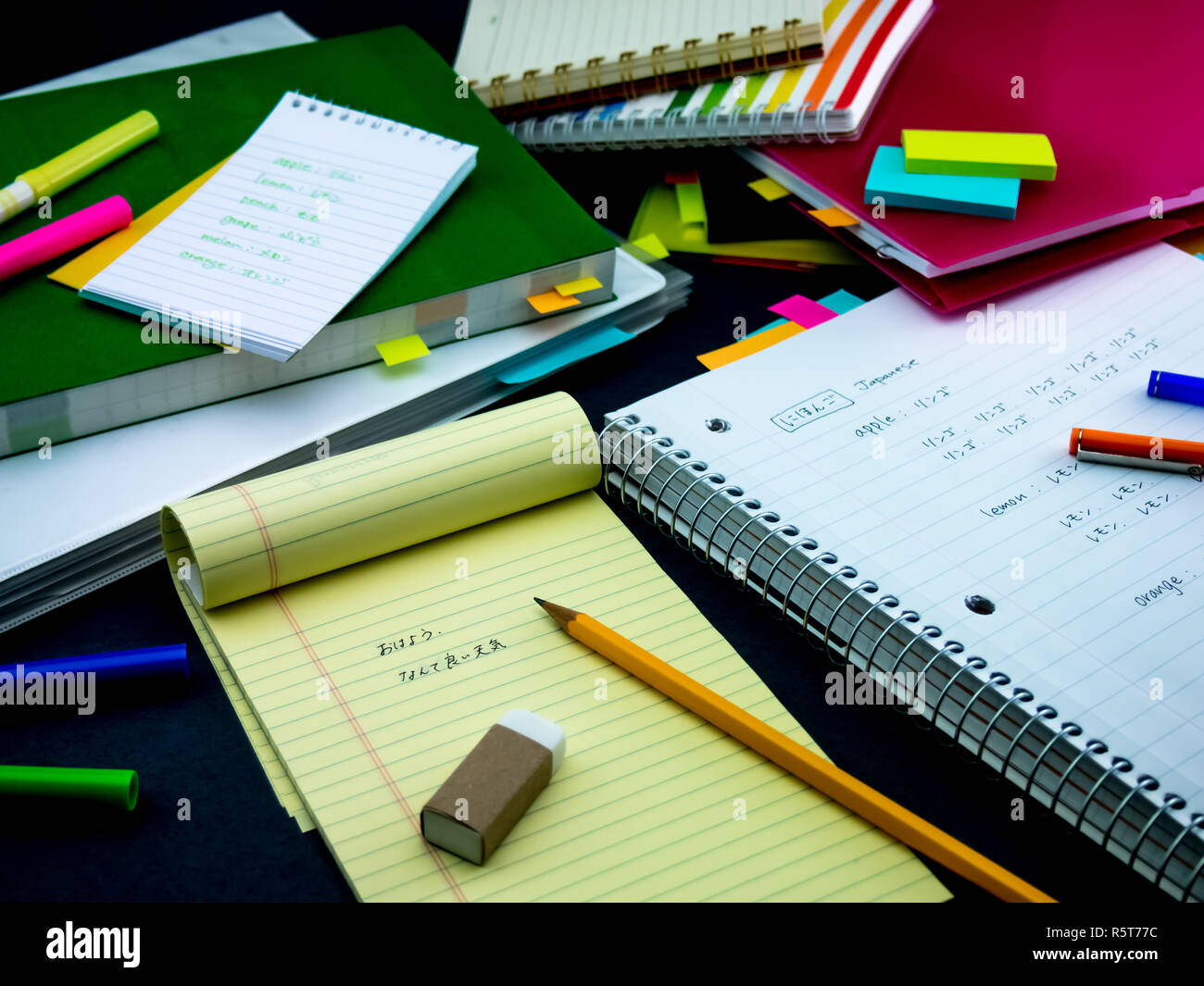 Learning New Language Writing Words Many Times on the Notebook Japanese ...