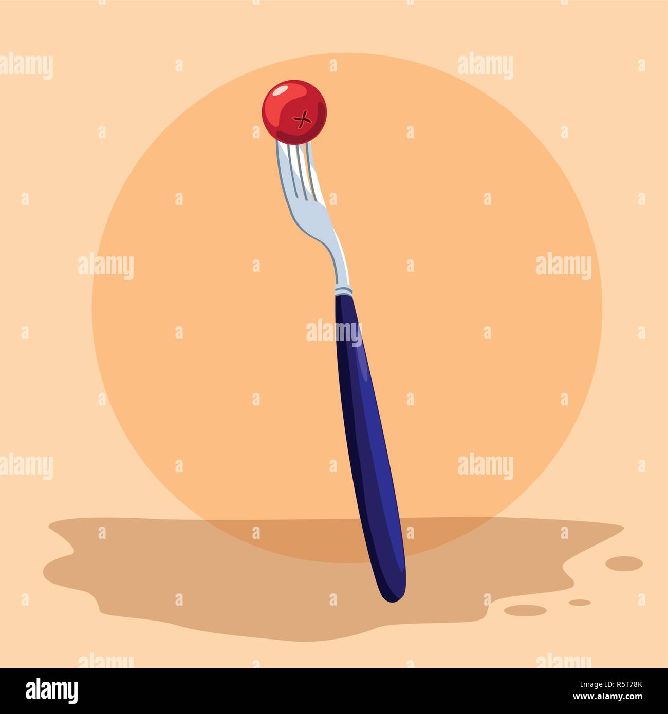fork with cranberry over orange background, vector illustration Stock ...