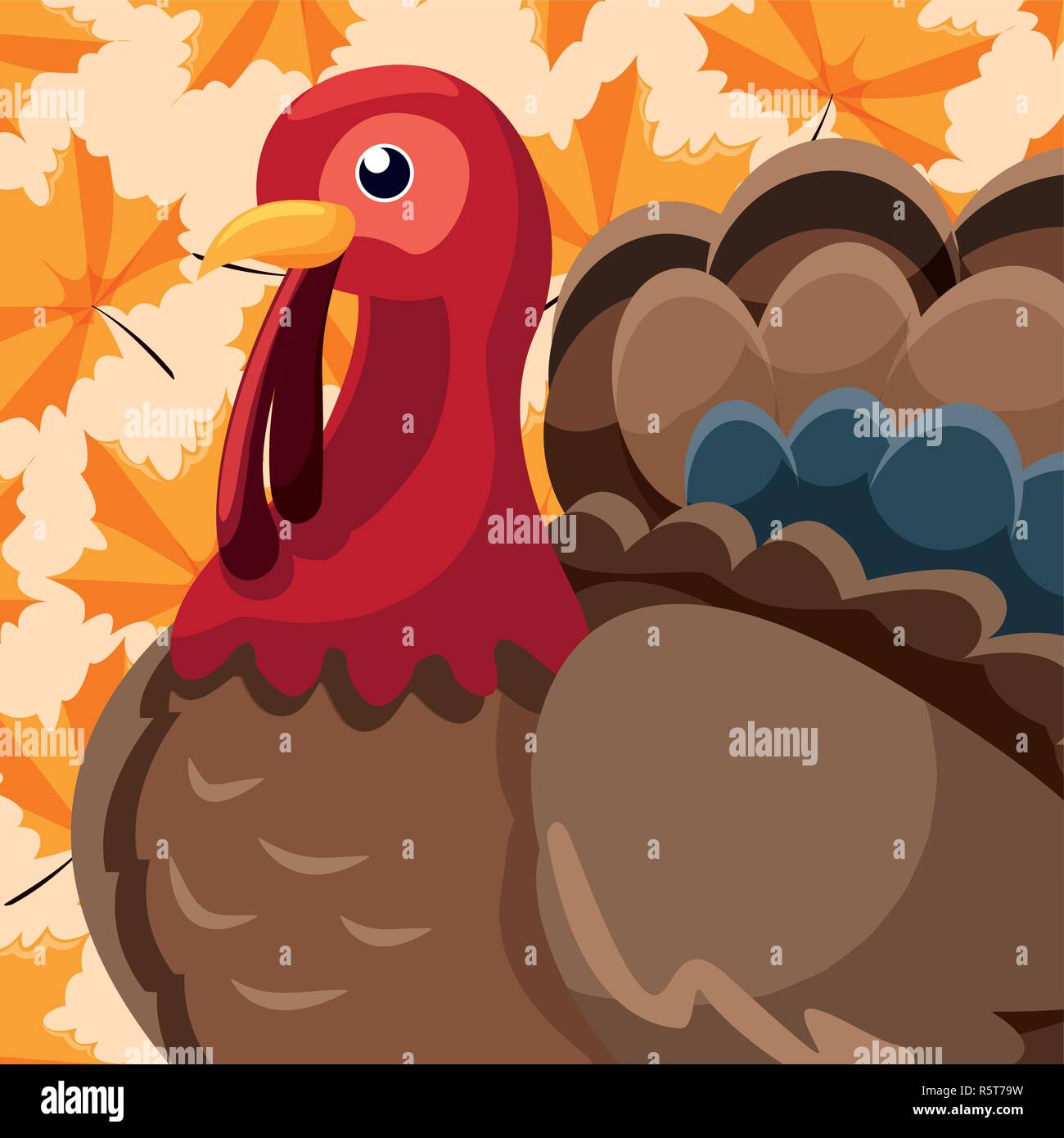 cartoon Turkey icon over orange background, vector illustration Stock ...