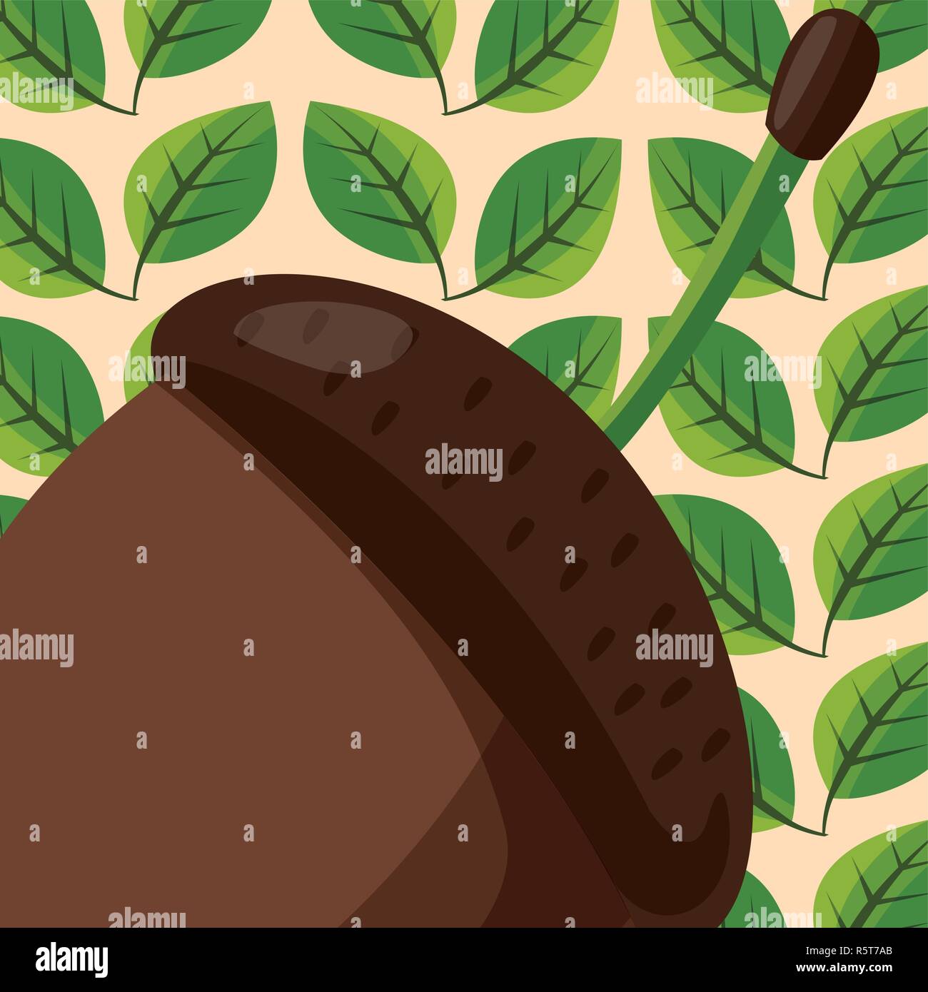 acorn icon over leaves background, vector illustration Stock Vector ...