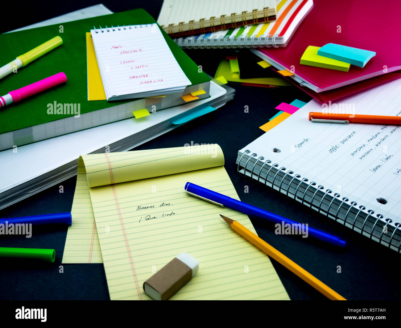 Learning New Language Writing Words Many Times on the Notebook Spanish ...