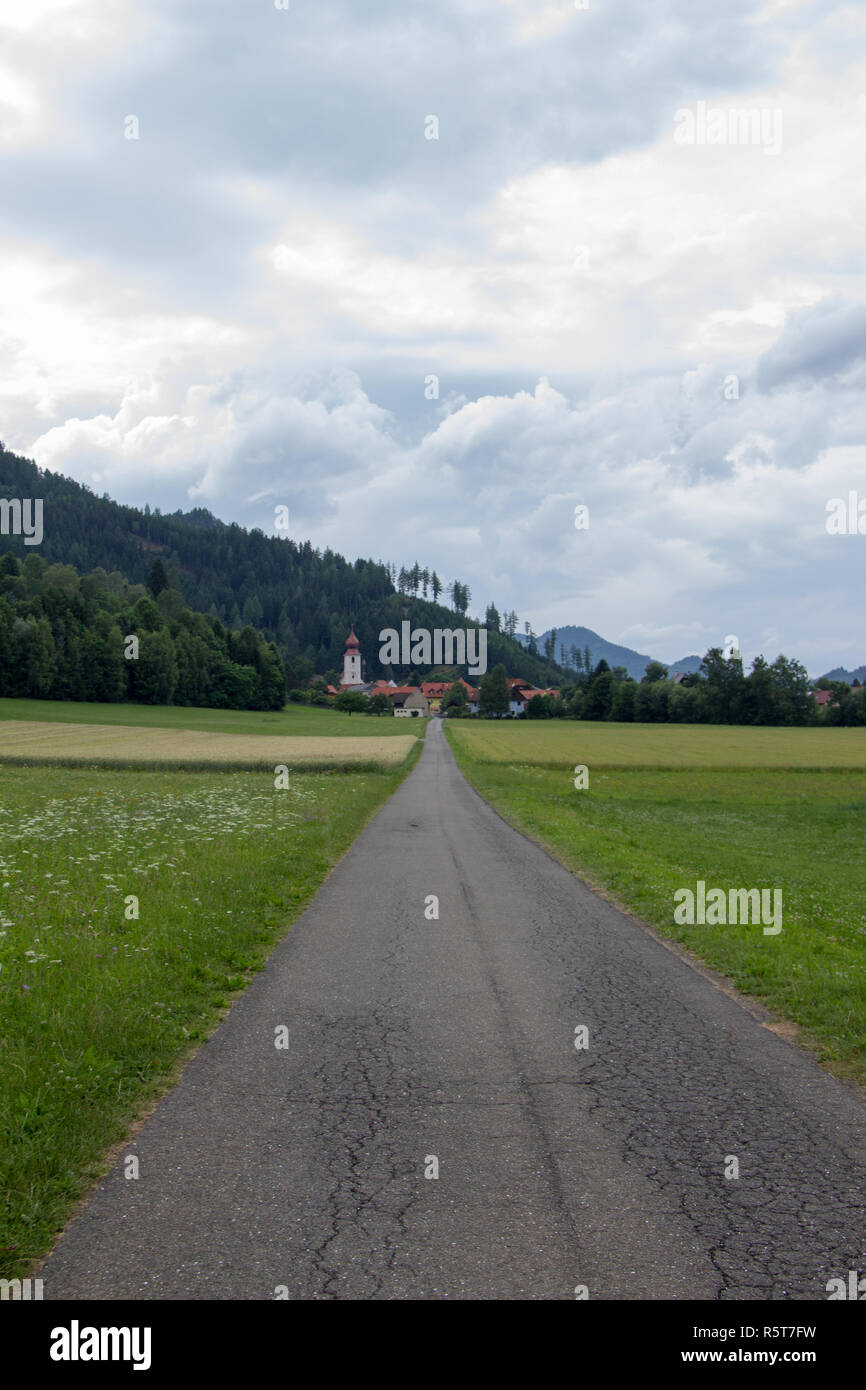 empty road in the countryside without marks in styria at the day Stock ...