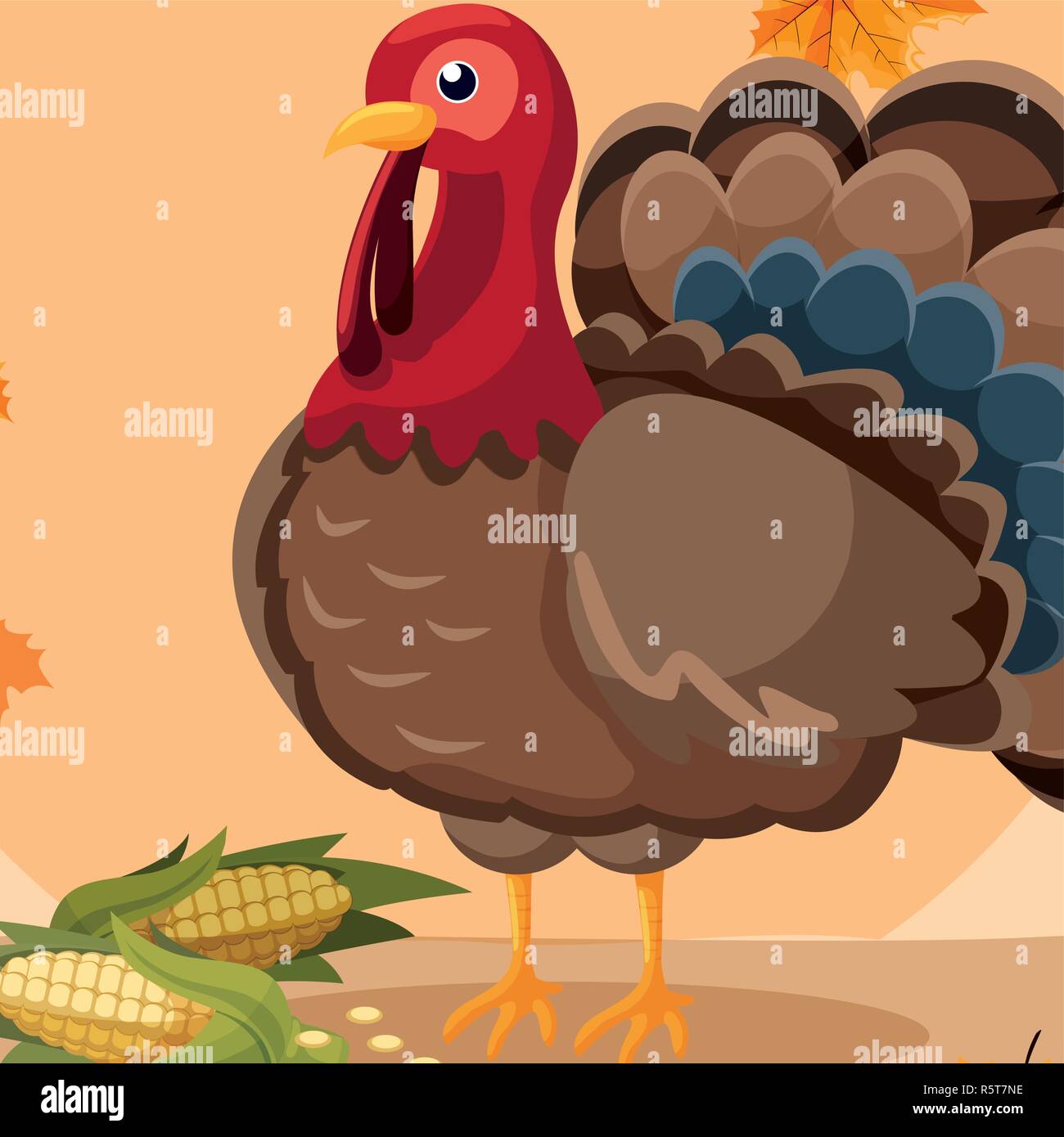 cartoon Turkey icon over orange background, vector illustration Stock ...