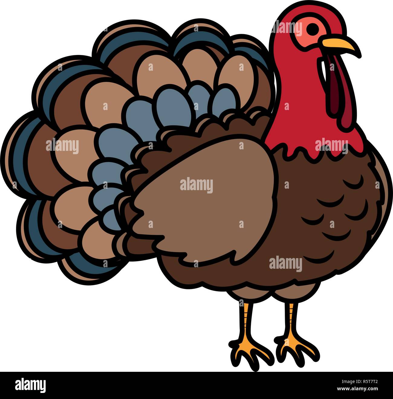 cartoon Turkey icon over white background, vector illustration Stock ...