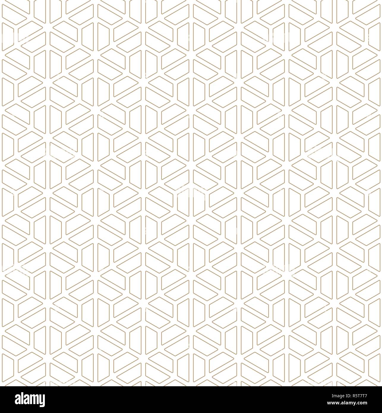 Seamless pattern based on Japanese ornament Kumiko.Golden color.Rounded ...