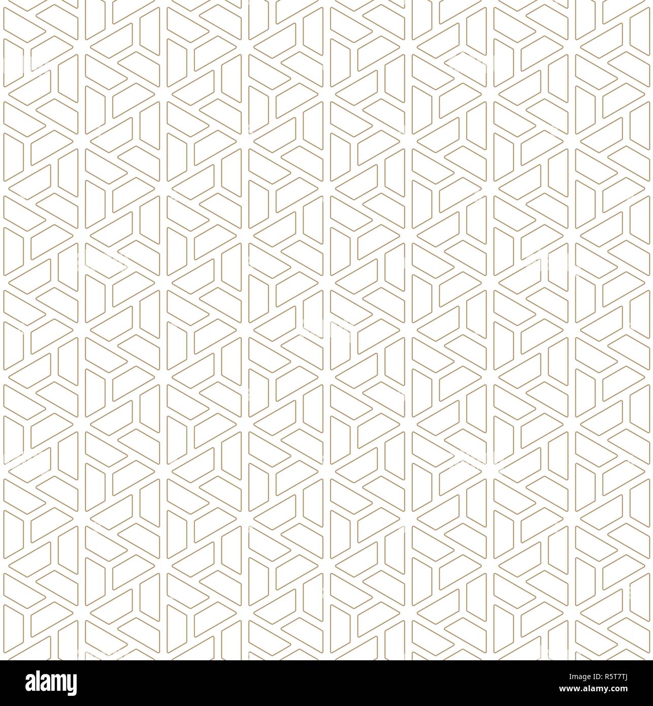 Seamless pattern based on Japanese ornament Kumiko.Golden color.Rounded ...