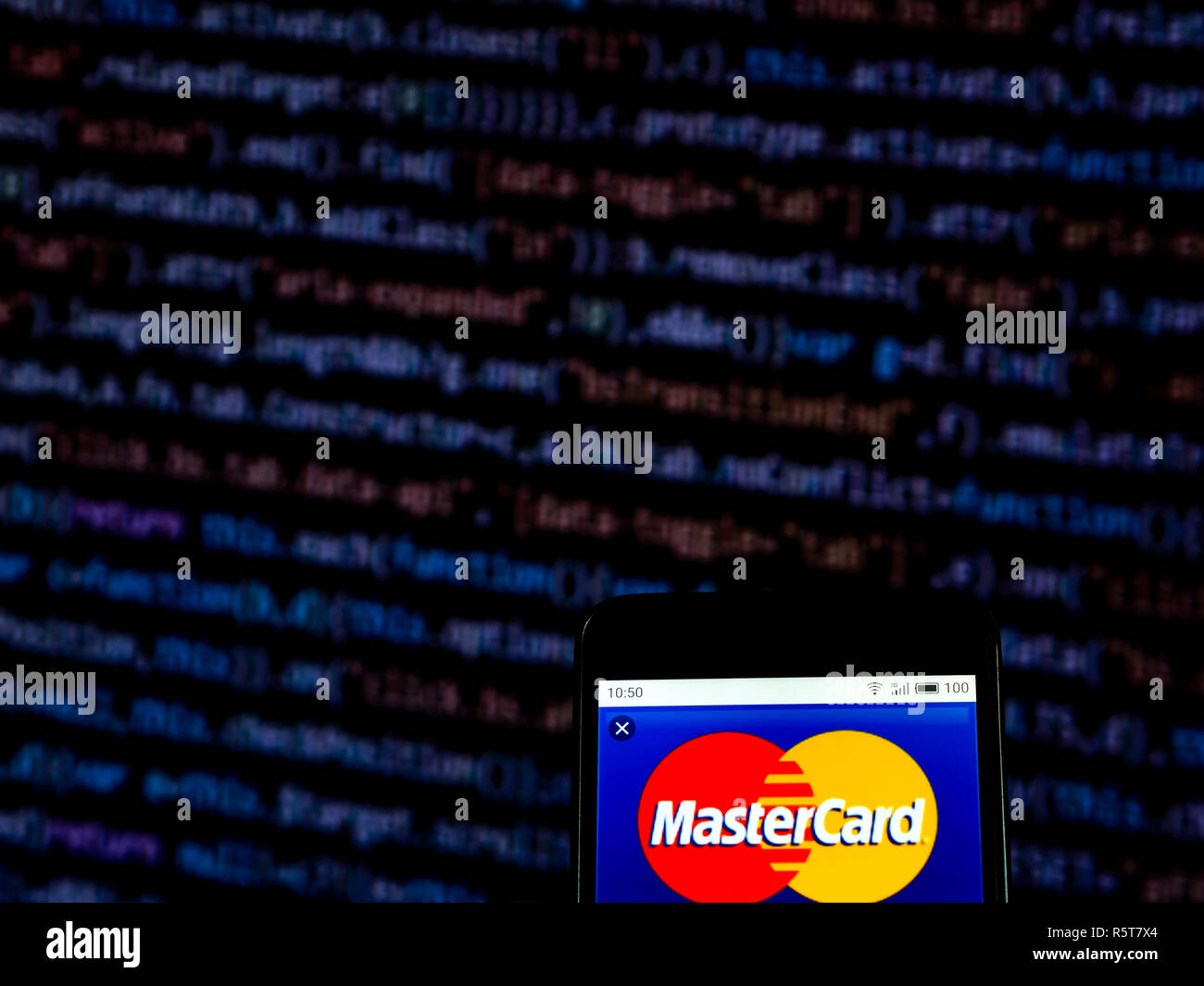 Mastercard Financial services company logo seen displayed on smart ...