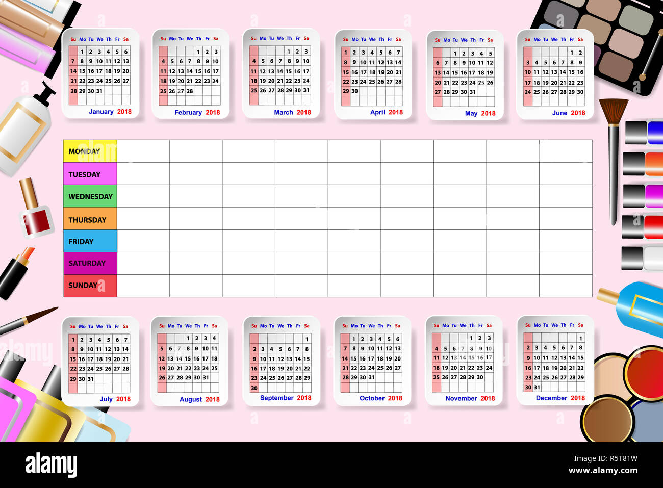 Calendar for beauty salon Stock Photo - Alamy