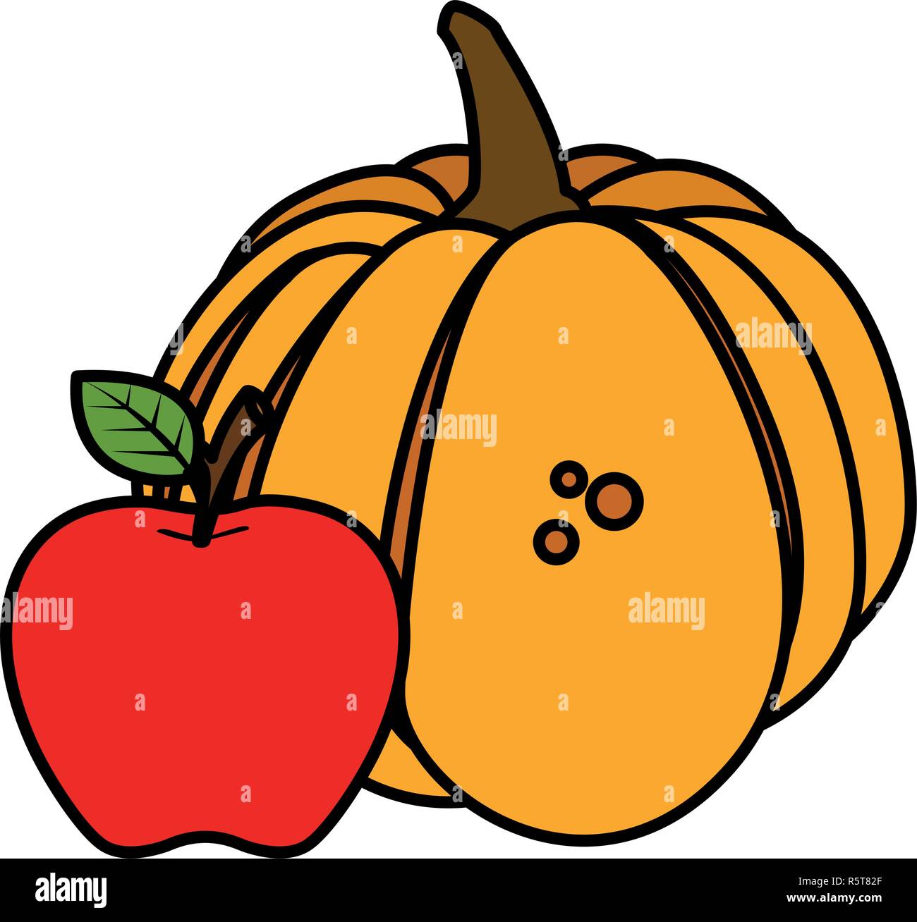 apple and pumpkin icon over white background, vector illustration Stock ...