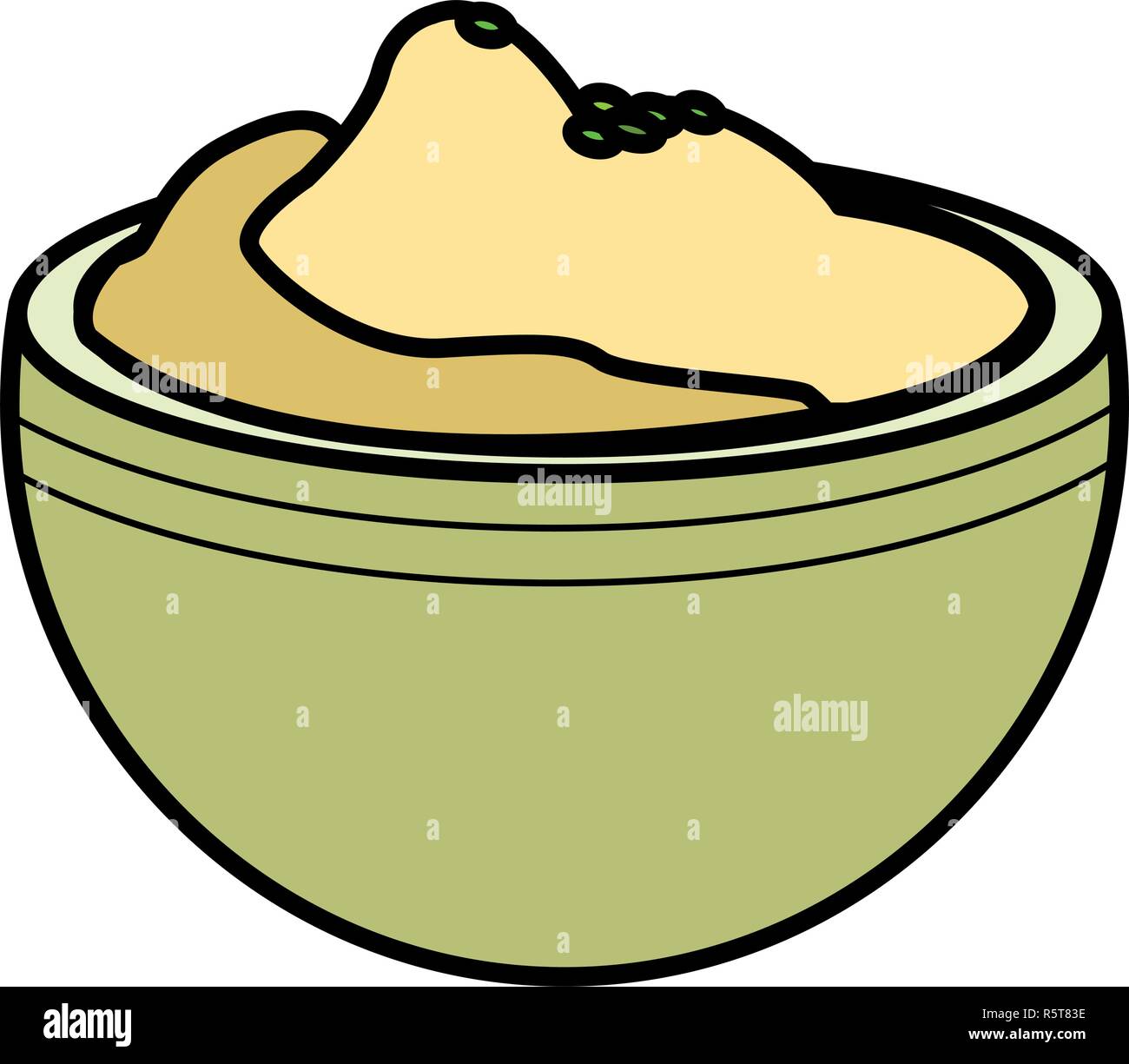 bowl with mashed potatoes over white background, vector illustration ...