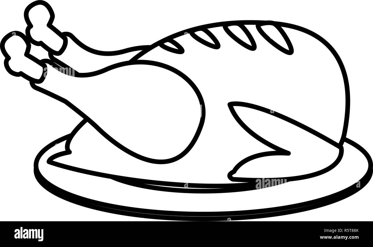 plate with Grilled chicken over white background, vector illustration ...