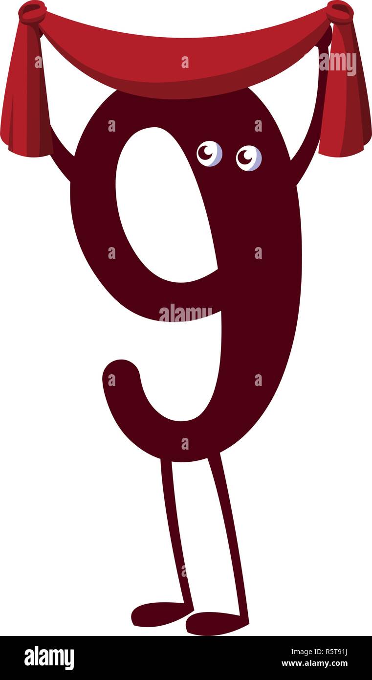 cartoon number nine icon over white background, vector illustration ...