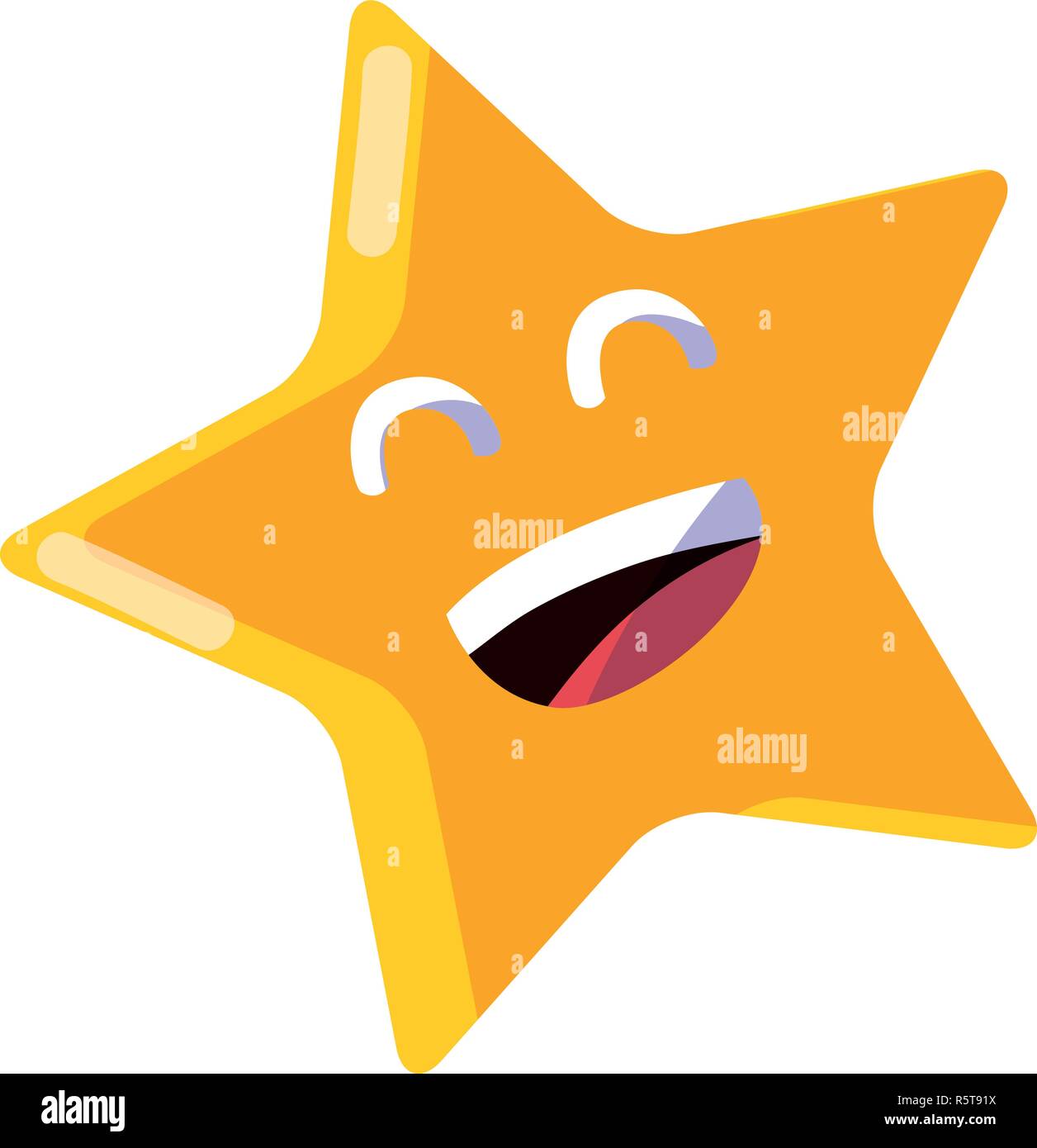 cartoon happy star icon over white background, vector illustration ...