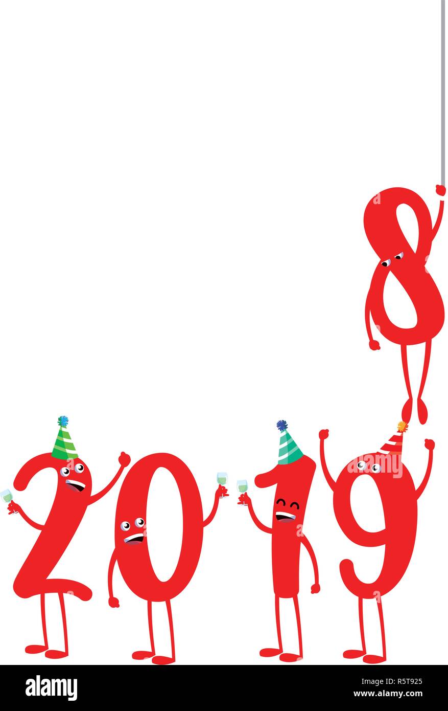 cartoon 2019 numbers over white background, vector illustration Stock ...