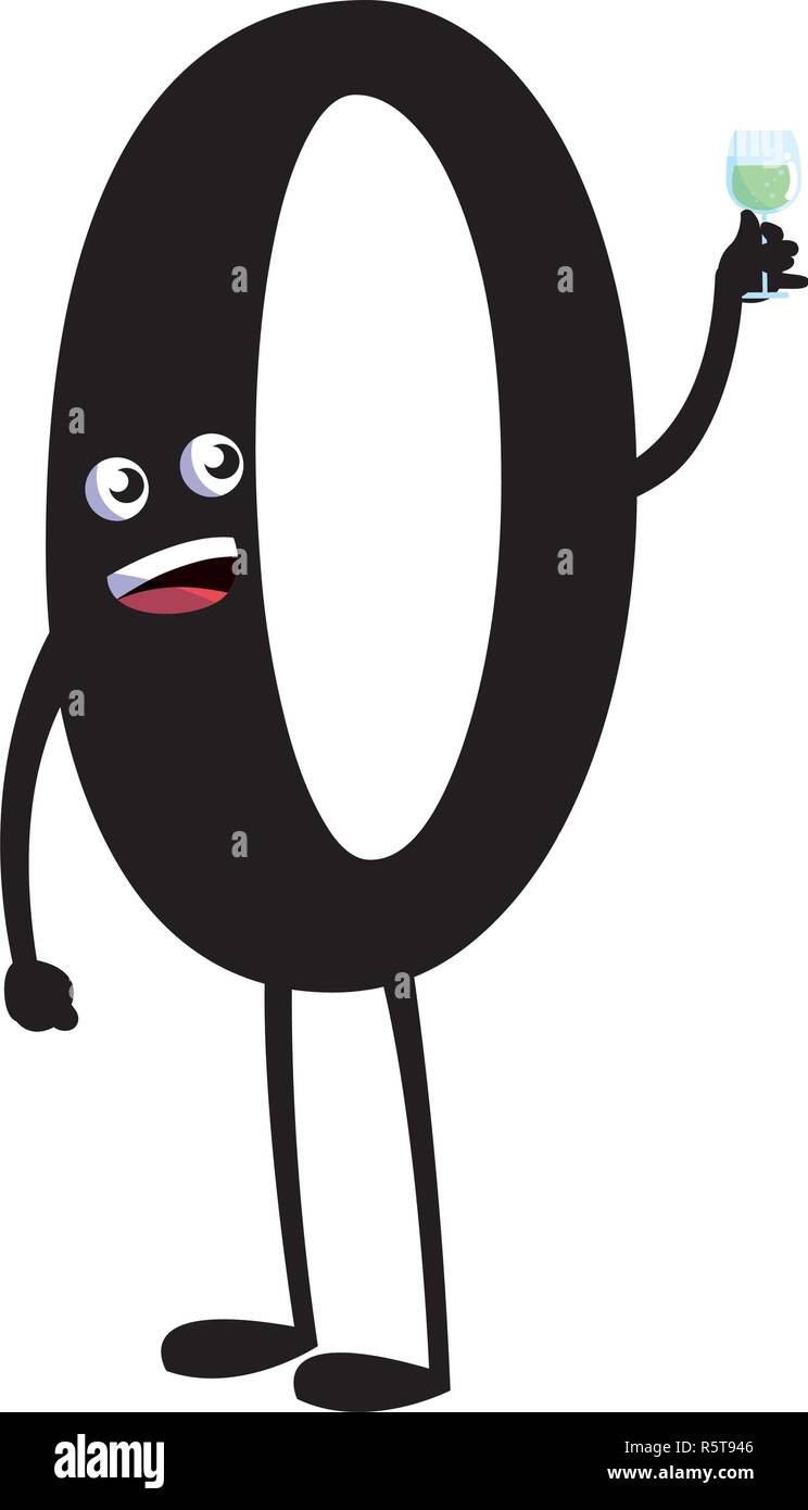 cartoon number zero icon over white background, vector illustration ...