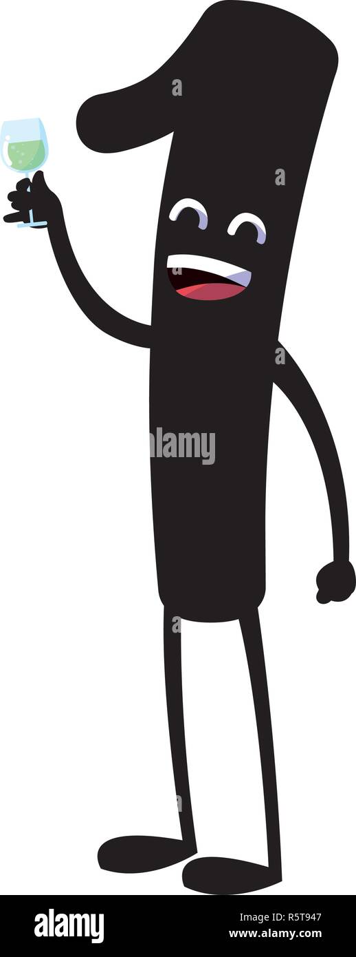 cartoon number one icon over white background, vector illustration ...