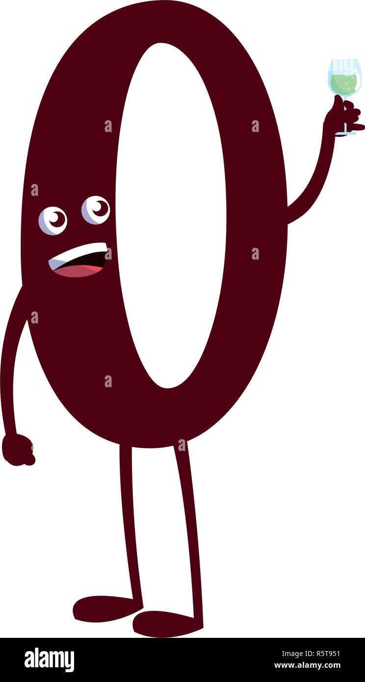 cartoon number zero icon over white background, vector illustration ...