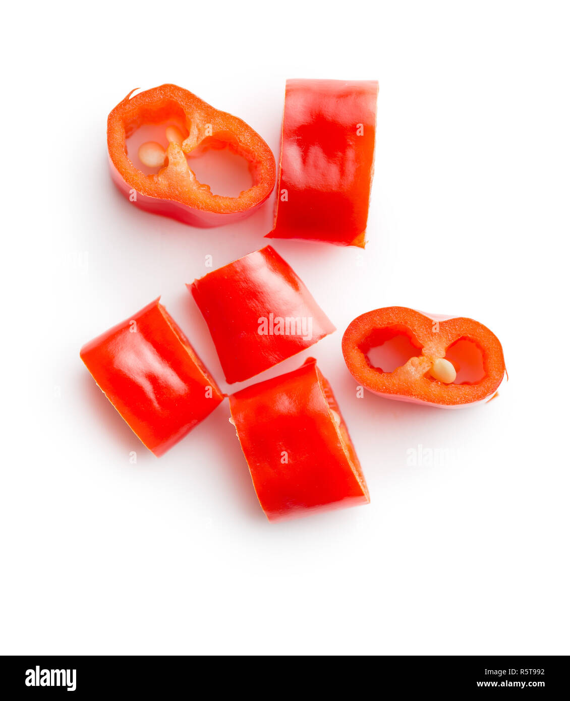 Sliced chilli isolated top view hi-res stock photography and images - Alamy