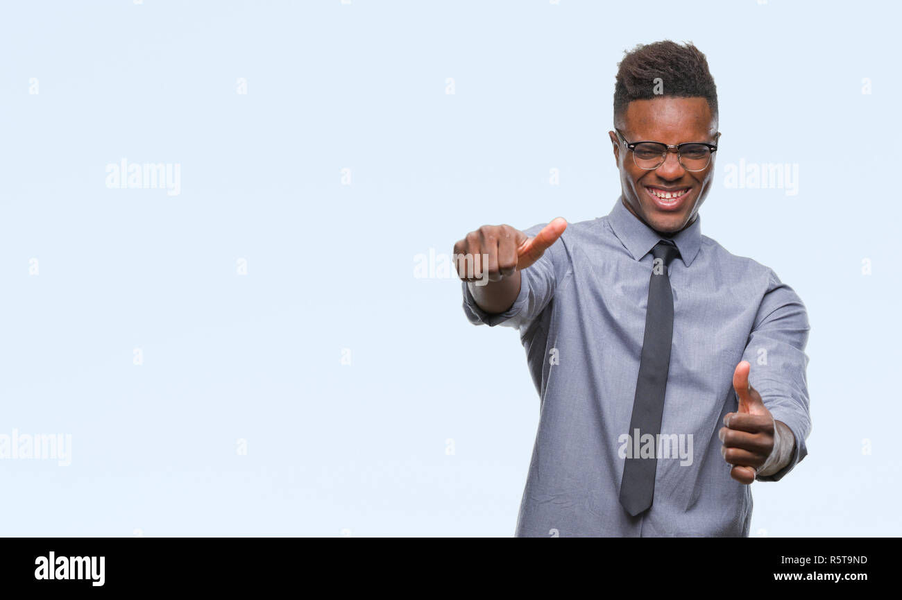 Young african american business man over isolated background approving ...