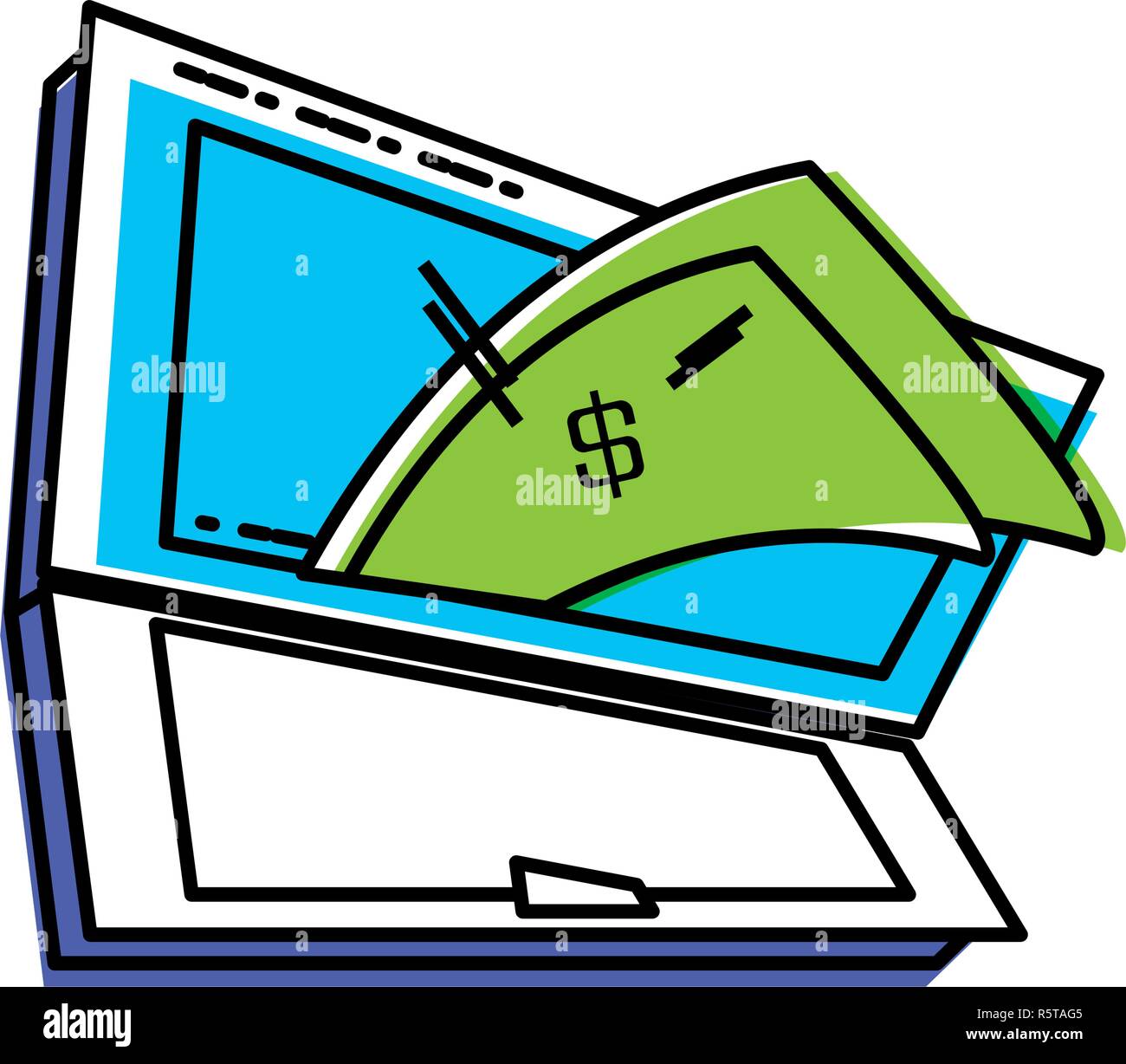 laptop computer with bill dollar vector illustration design Stock ...