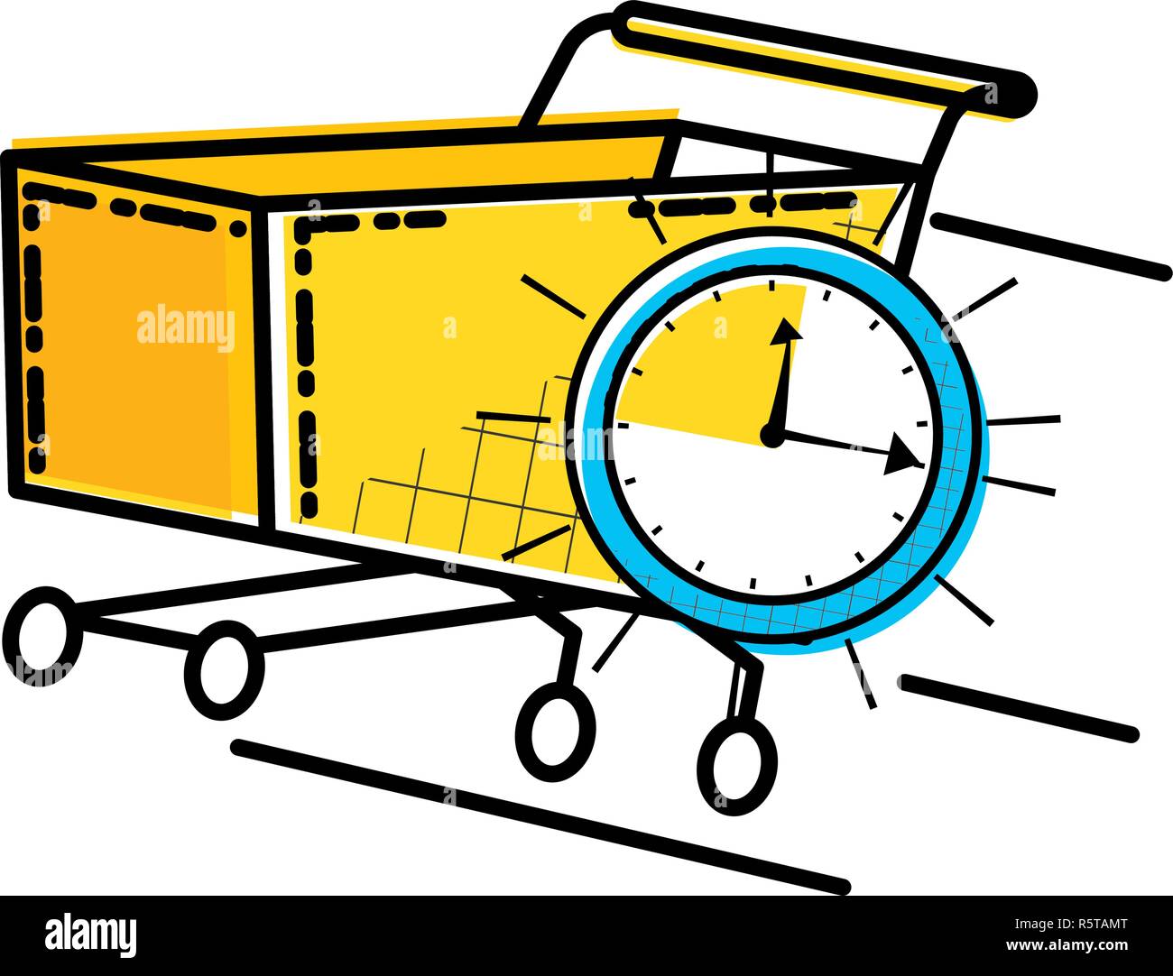 shopping cart with clock time vector illustration design Stock Vector ...