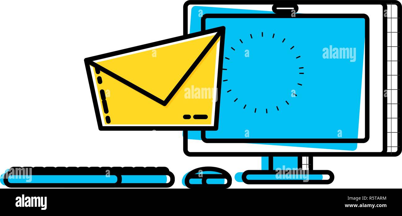 desktop computer with envelope vector illustration design Stock Vector ...
