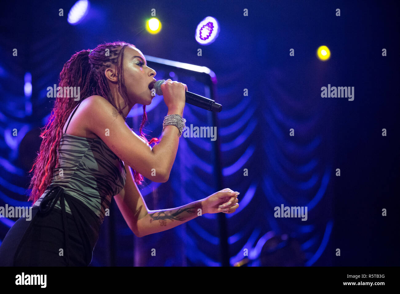 Vancouver, Canada. 20th Nov, 2018. American singer Ravyn Lenae performs ...