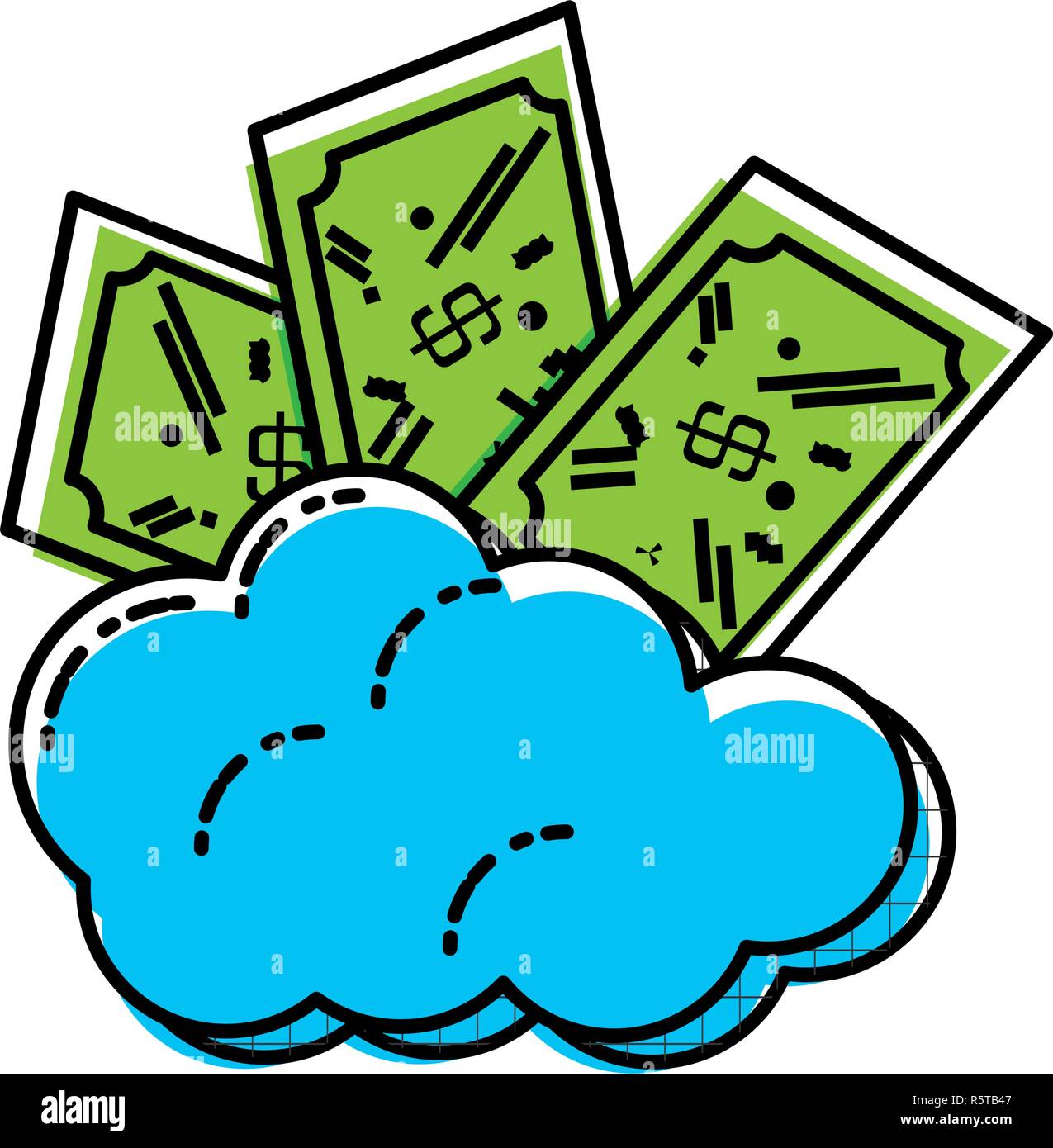 bill dollar money with cloud vector illustration design Stock Vector ...