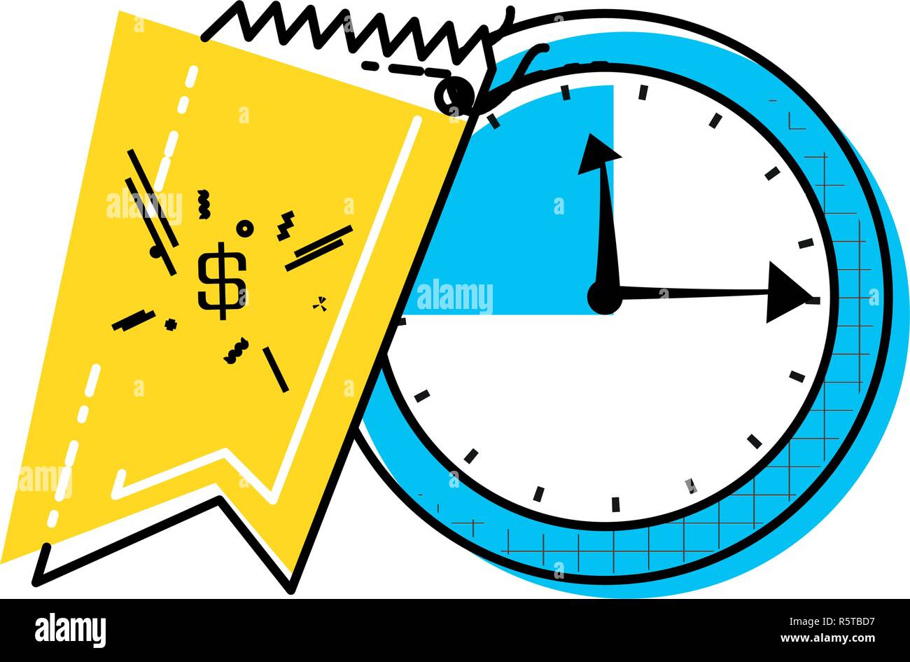 clock time with commercial tag hanging vector illustration design Stock ...