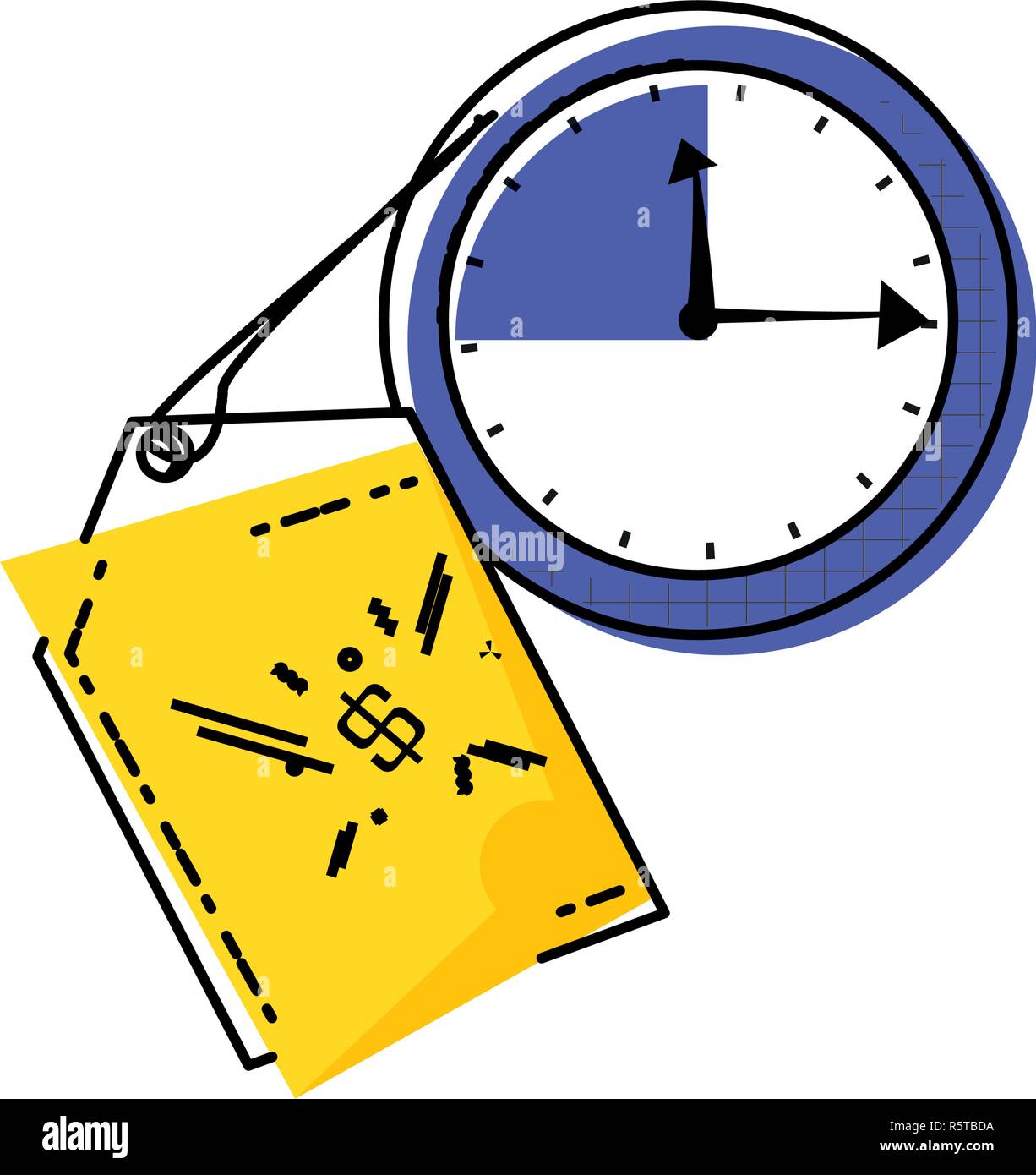 clock time with commercial tag hanging vector illustration design Stock ...