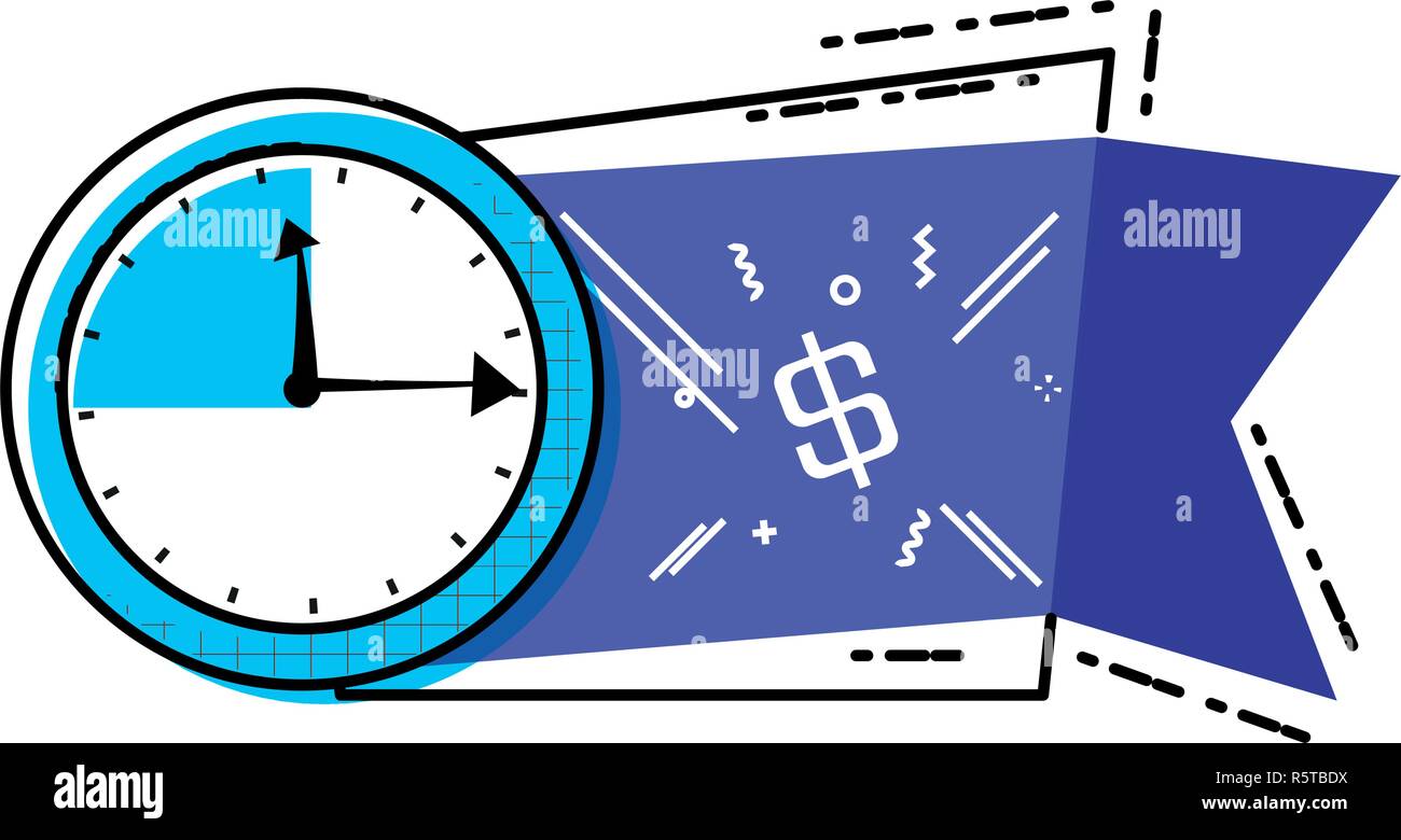 clock time with commercial tag hanging vector illustration design Stock ...