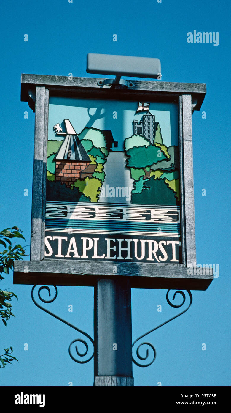 Staplhurst Village Sign Kent UK Stock Photo - Alamy