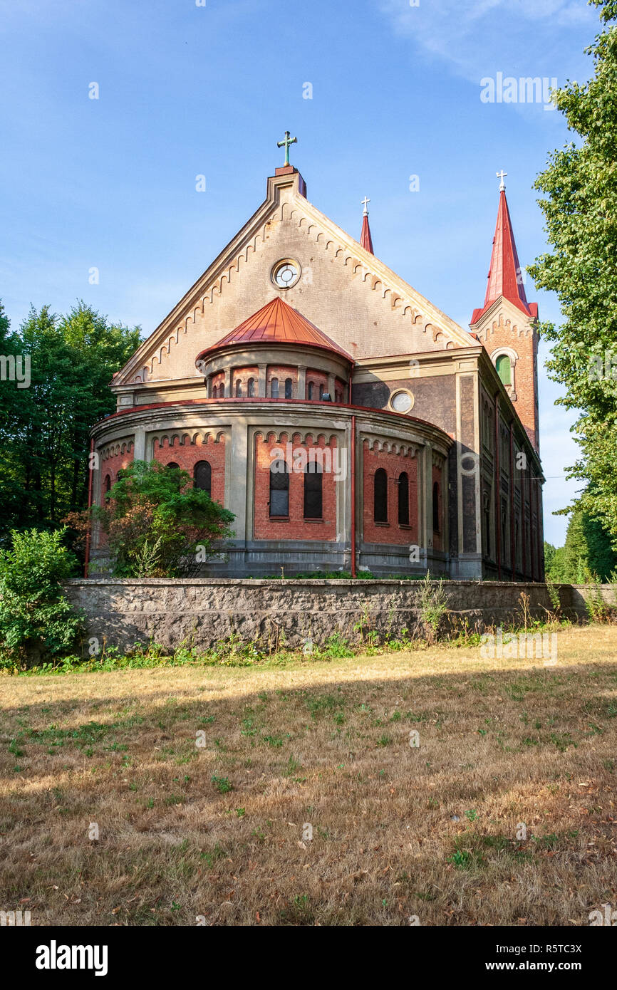 old stone and red brick church details, architecture elements Stock ...