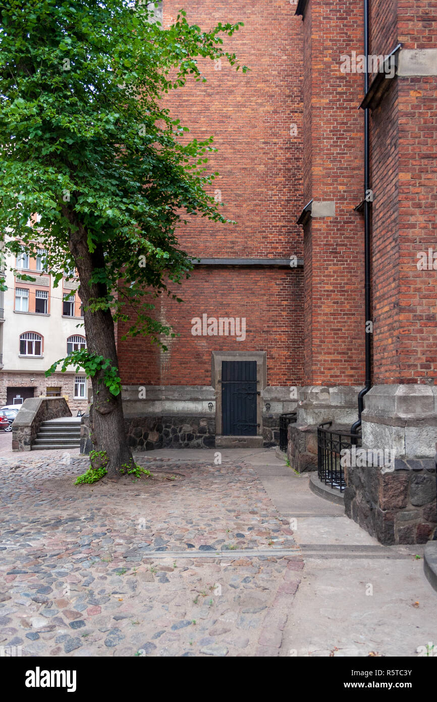 old stone and red brick church details, architecture elements Stock ...