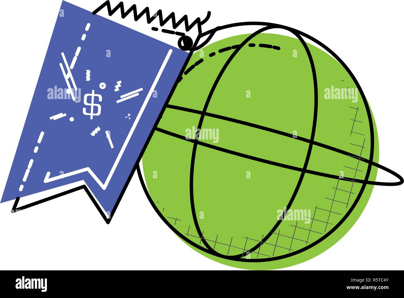 sphere browser with commercial tag hanging vector illustration design ...