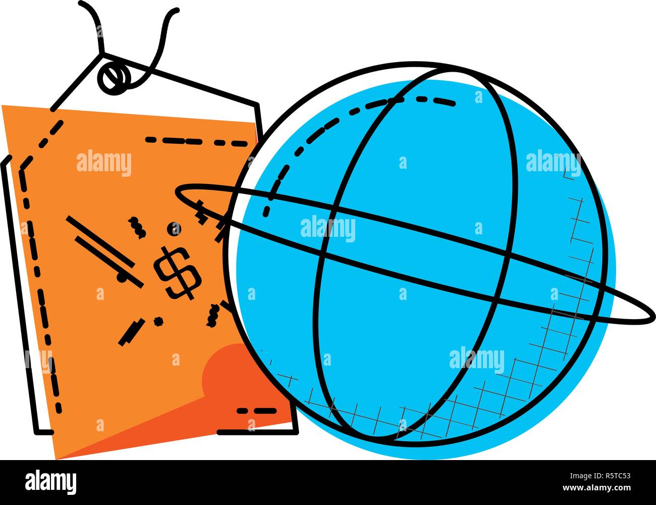 sphere browser with commercial tag hanging vector illustration design ...