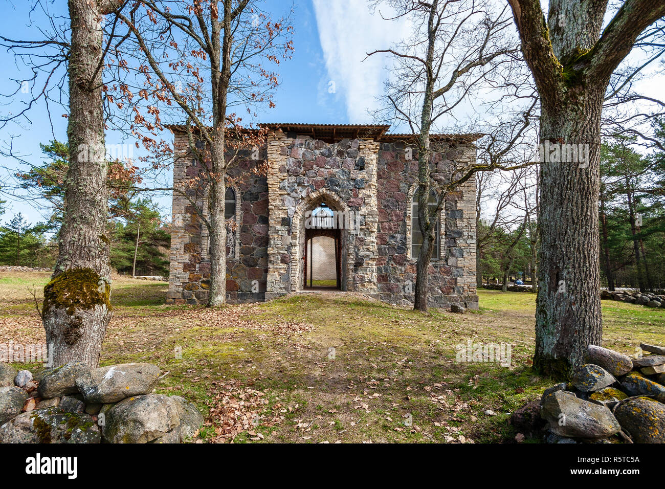 old stone and red brick church details, architecture elements Stock ...