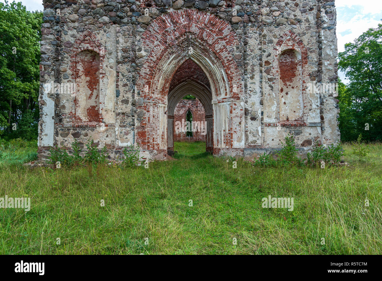 old stone and red brick church details, architecture elements Stock ...