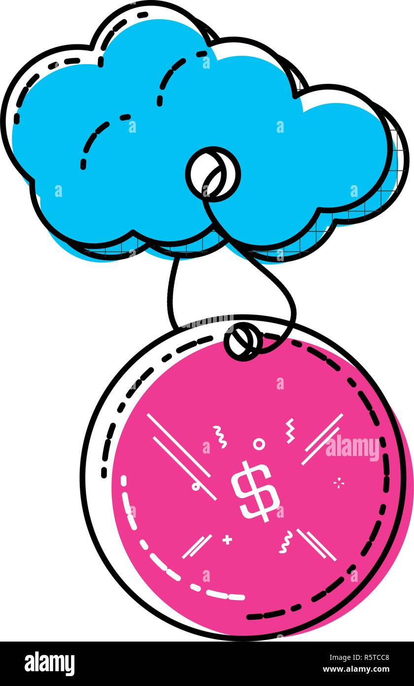 cloud sky with commercial tag hanging vector illustration design Stock ...